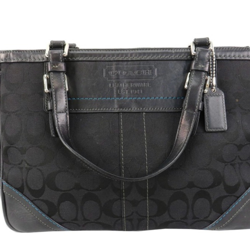 Coach Black Tote With Signature Monogram - Gem